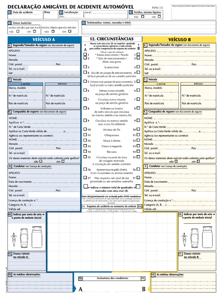 Impresso de Participacao de Sinistro - DAAA Editavel | PDF