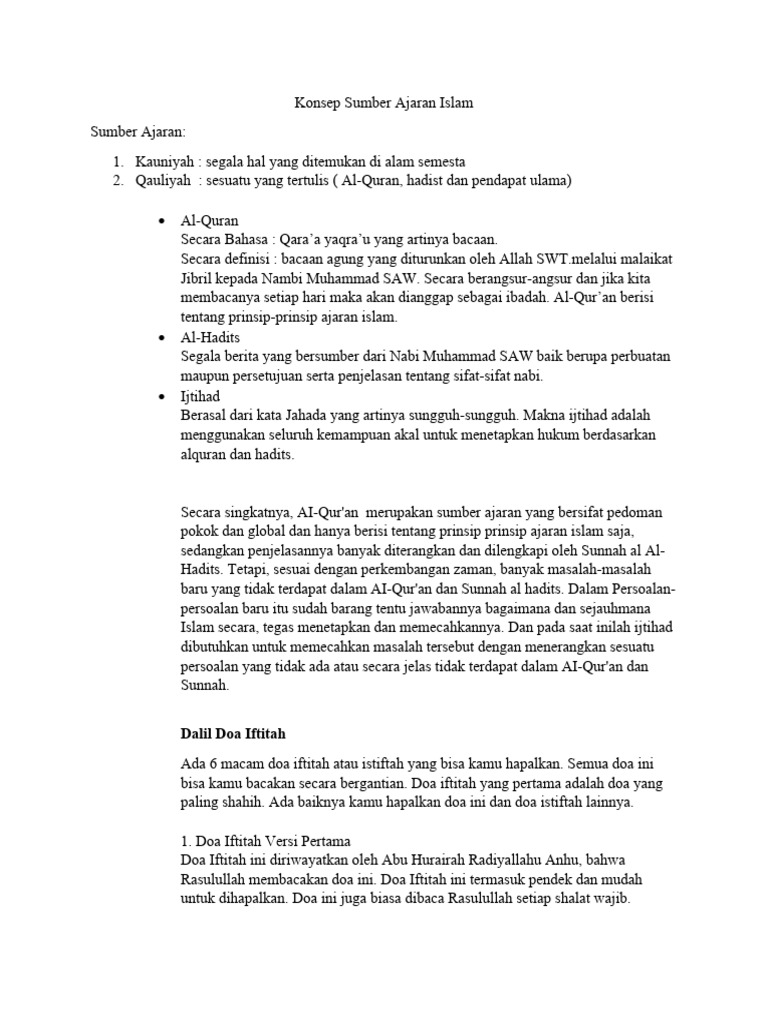 Konsep Sumber Ajaran Islam | PDF