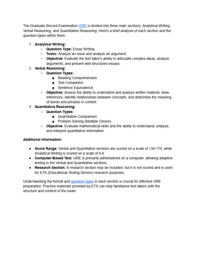 Shorter GRE Question Types | PDF | Career & Growth | Art