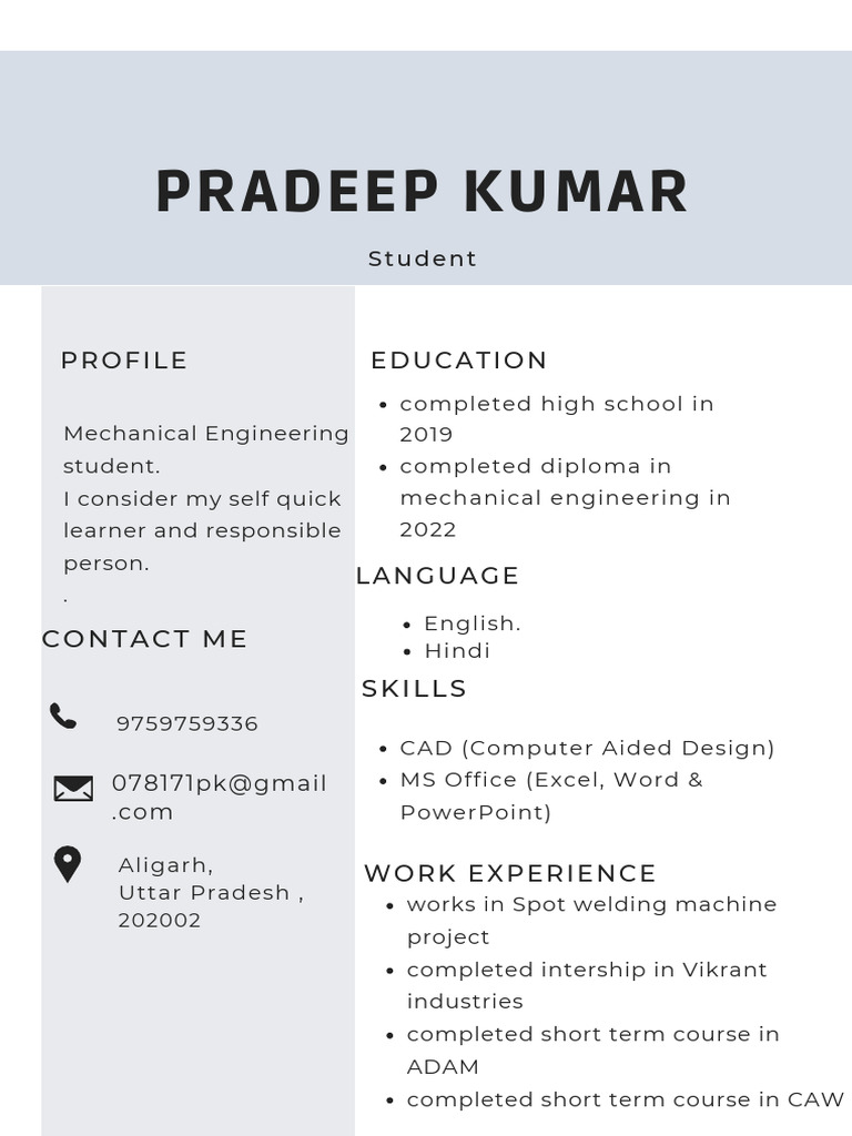 Mechanical Engineering Student Profile | PDF | Technology & Engineering