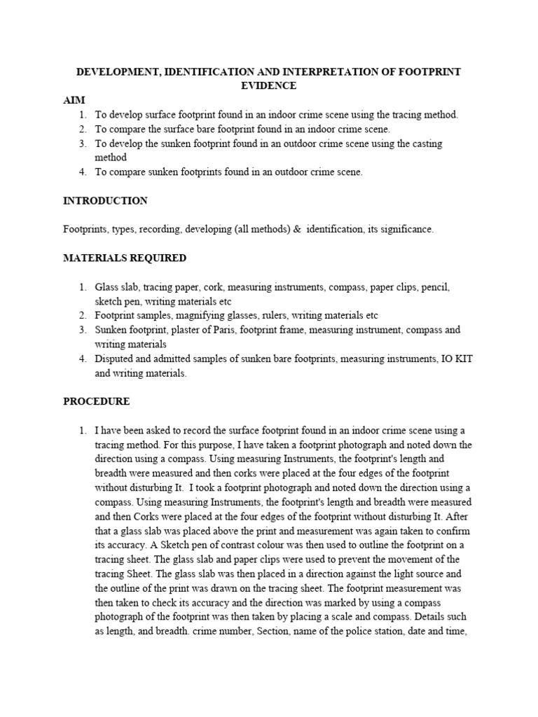 Forensic Footprint Evidence Analysis | PDF