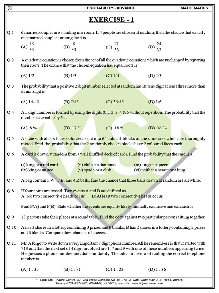 Exercises 1 7 | PDF | Probability | Odds