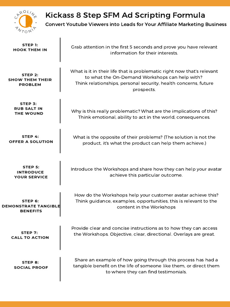 Kickass 8 Step SFM Ad Scripting Formula | PDF | Affiliate Marketing ...