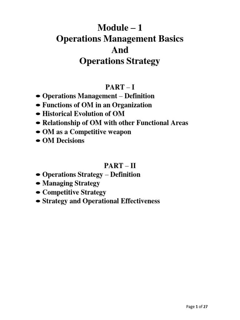OM Basics and OM Strategy | PDF | Warehouse | Strategic Management