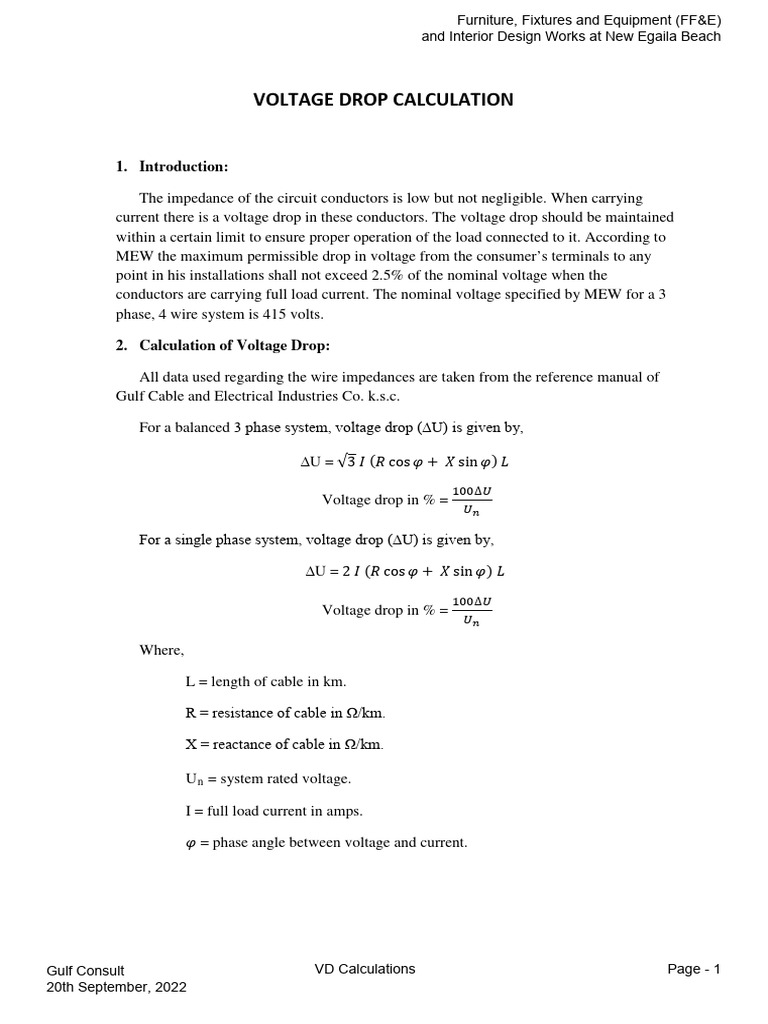 Voltage Drop Calculations Overview | PDF | Electrical Impedance ...
