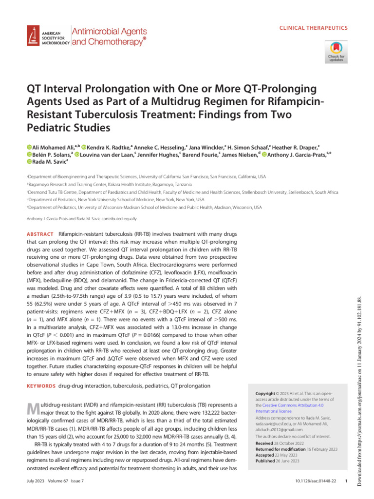 QT Interval Prolongation With One or More QT-Prolonging Agents Used As ...