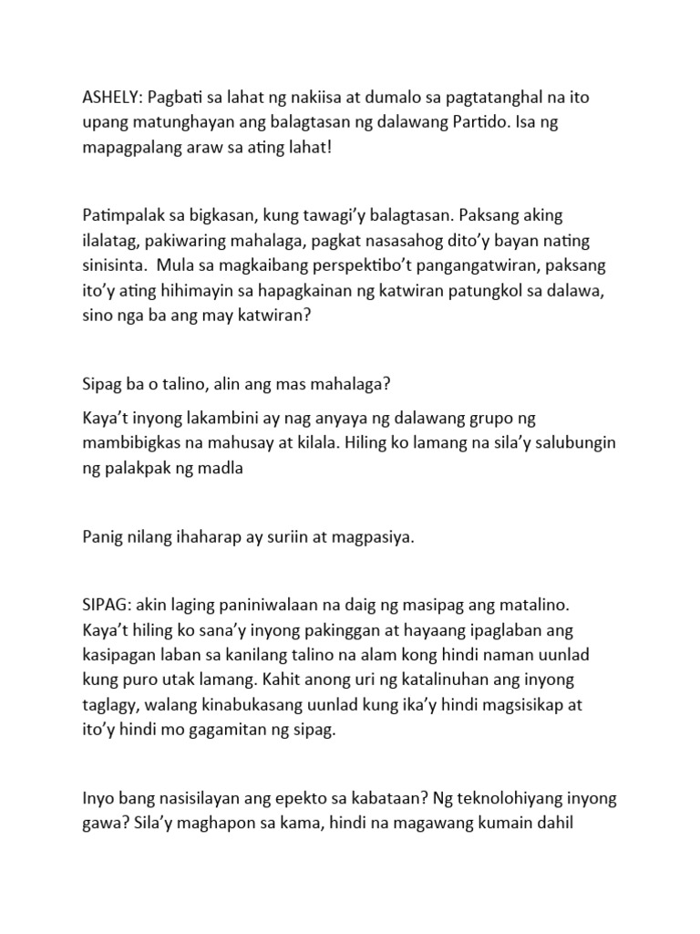 Balagtasan Script | PDF