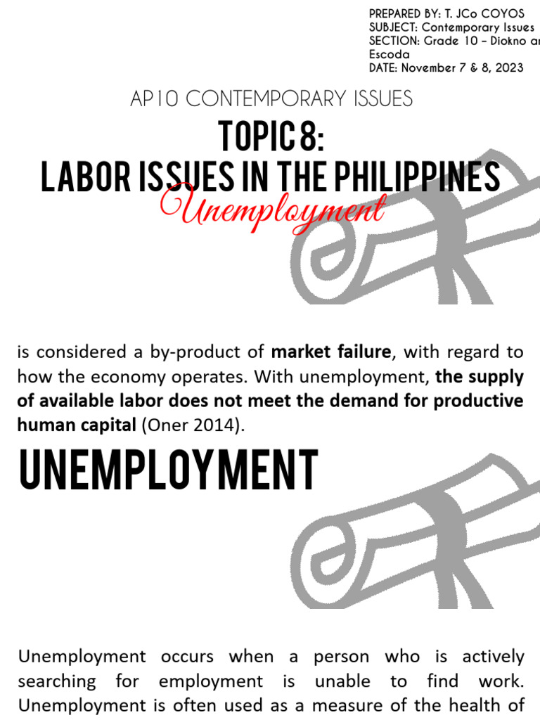 10 - 8 Labor Issues in The Philippines - Unemployment | PDF ...