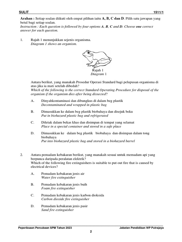 Soal Latihan SPM 2023 | PDF