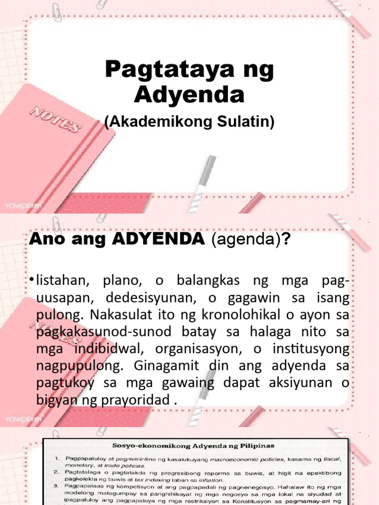 Pagtataya Ng Adyenda | PDF