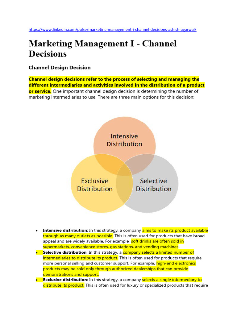 Marketing Management - Channel Decisions | PDF | Retail | Sales