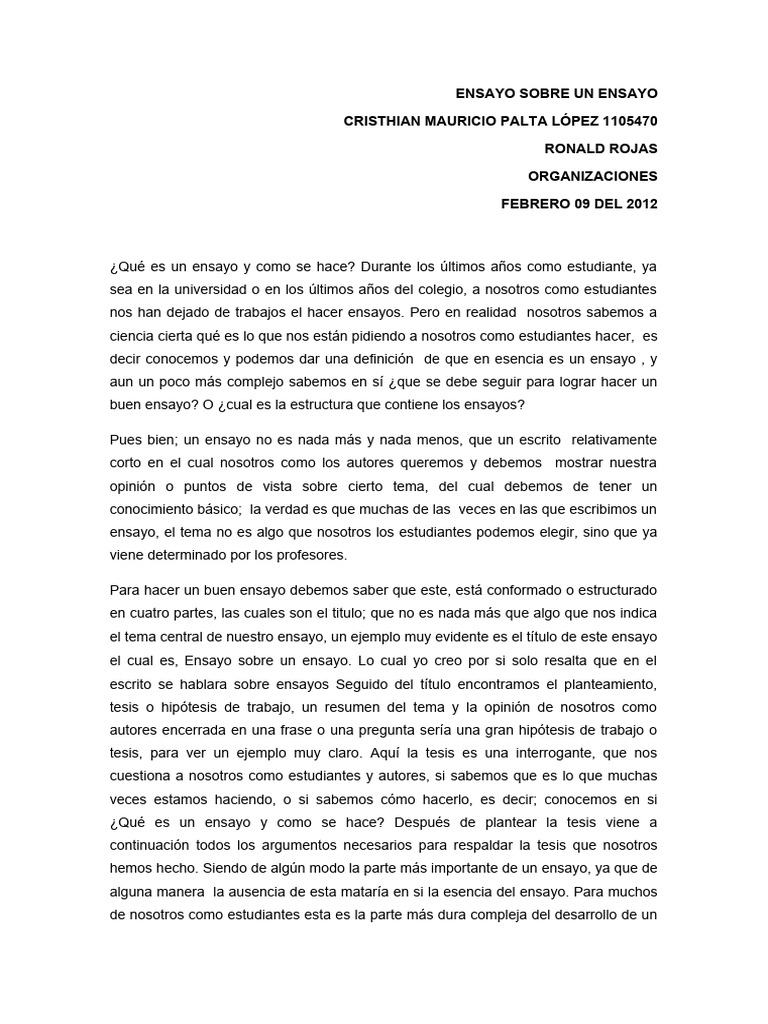 Qué Es Un Ensayo y Como Se Hace | PDF | Ensayos | Cognición