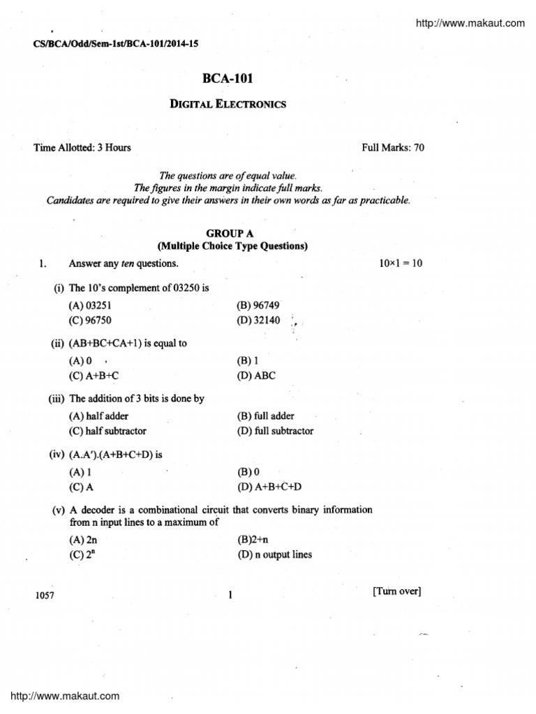Bca 1 Sem Digital Electronics Bca 101 2015 | PDF Bca 1 Sem Digital Electronics Bca 101 2015 | PDF