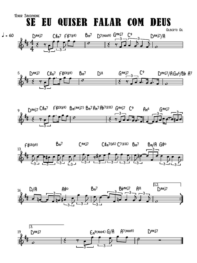 SE EU QUISER F ALAR COM DEUS - Tenor Saxophone | PDF