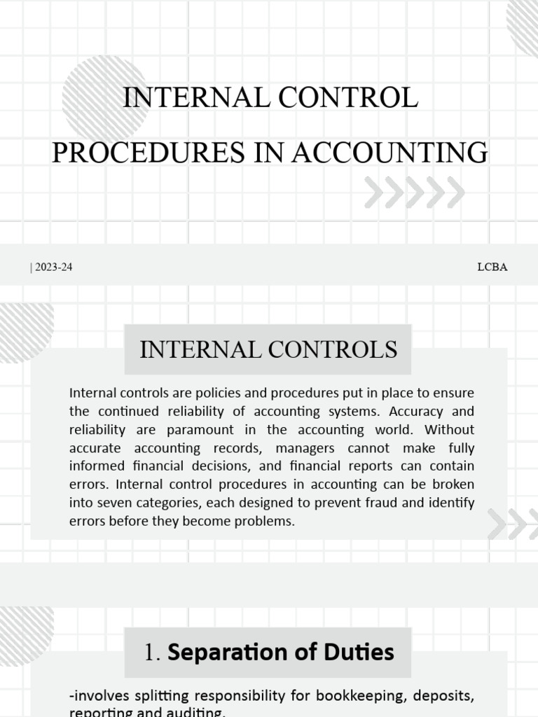 Session 4 - Internal Control Procedures in Accounting | PDF | Credit ...