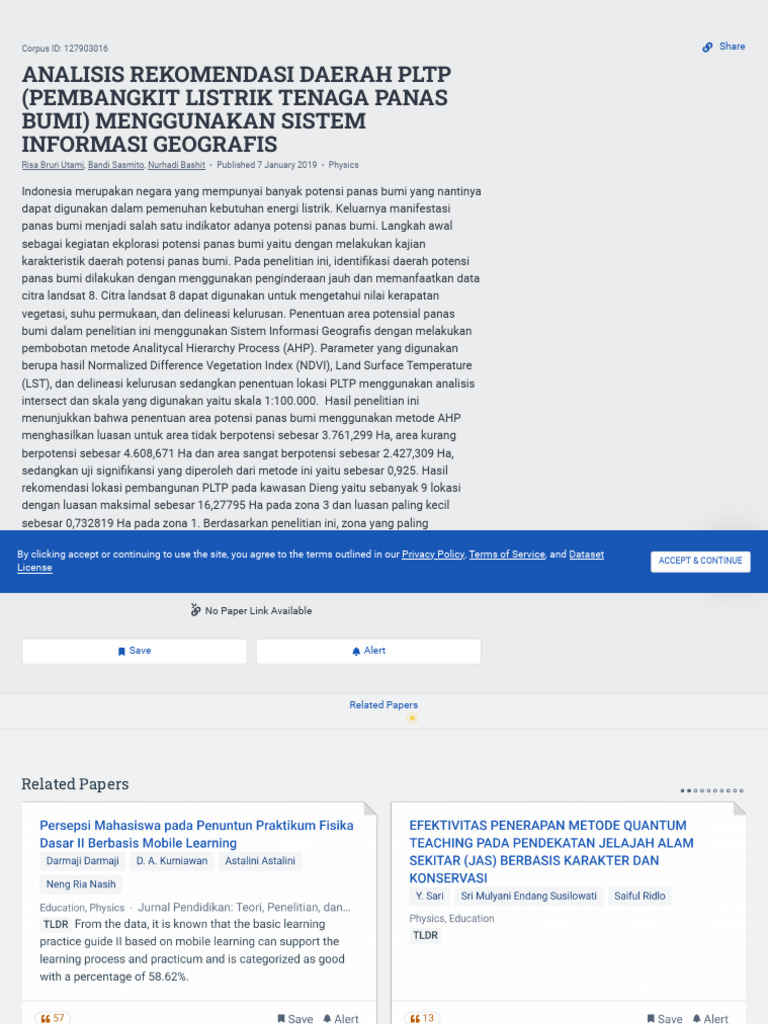 ANALISIS REKOMENDASI DAERAH PLTP (PEMBANGKIT LISTRIK TENAGA PANAS BUMI) MENGGUNAKAN SISTEM ...