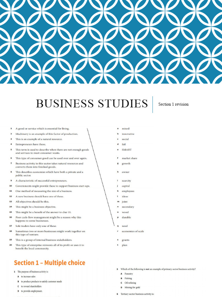Section 1 Unit 1 6 Revision 2 Pdf