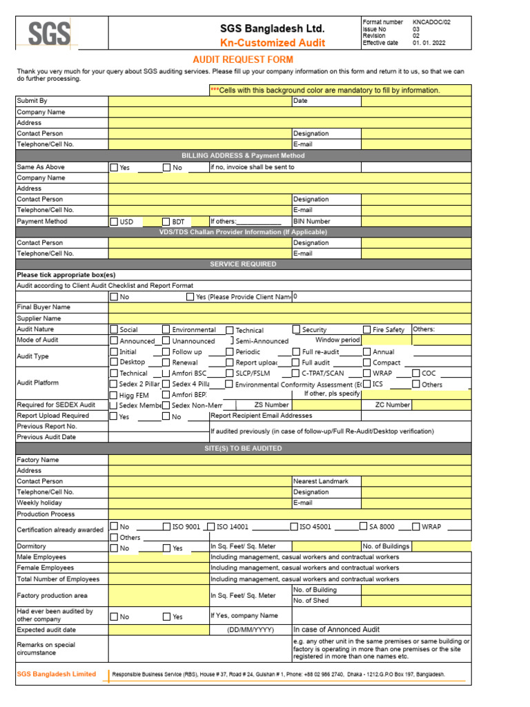 KNCADOC-02-Audit Request Form | PDF | Computing | Business