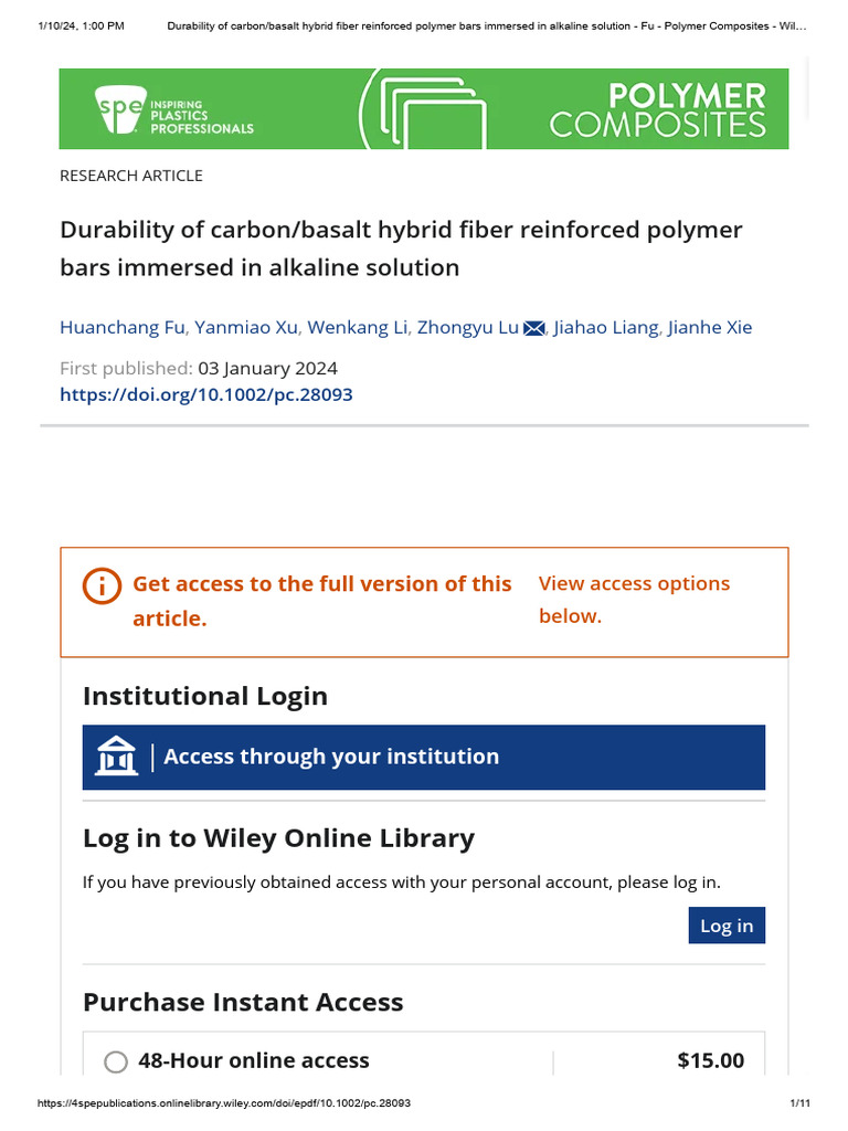 Durability of Carbon - Basalt Hybrid Fiber Reinforced Polymer Bars ...