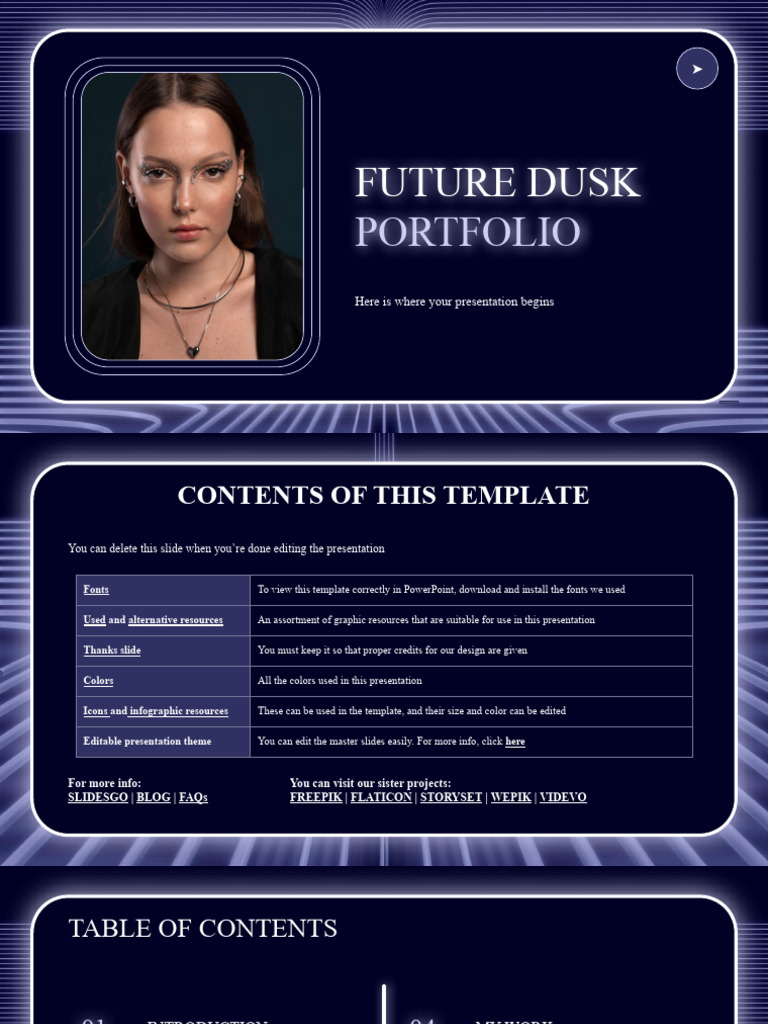 Future Dusk Portfolio by Slidesgo | PDF | Graphic Design | Creativity