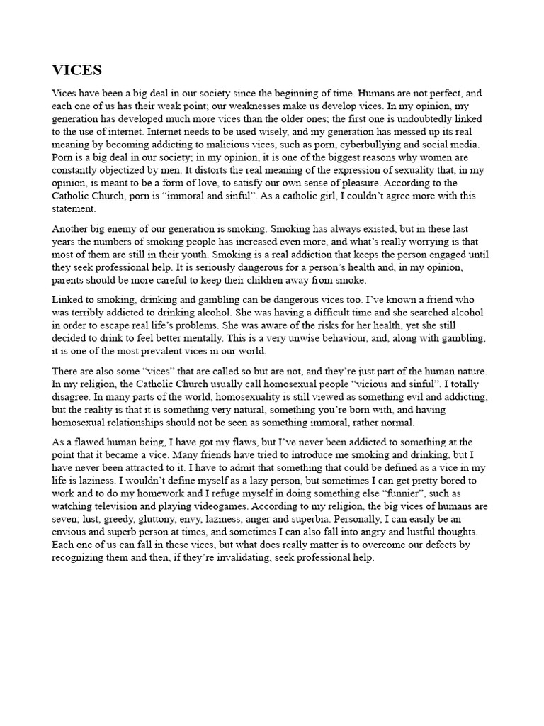 VICES | PDF | Envy | Anger