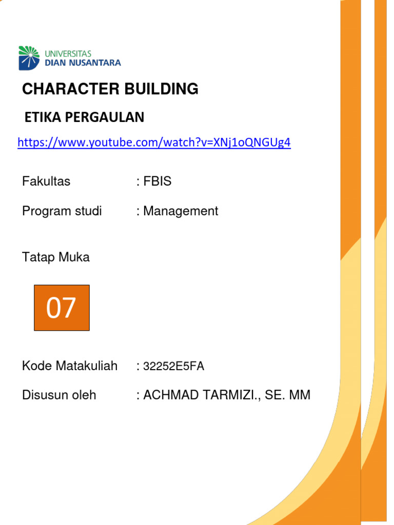 Modul 7 Character Building - Etika Pergaulan | PDF