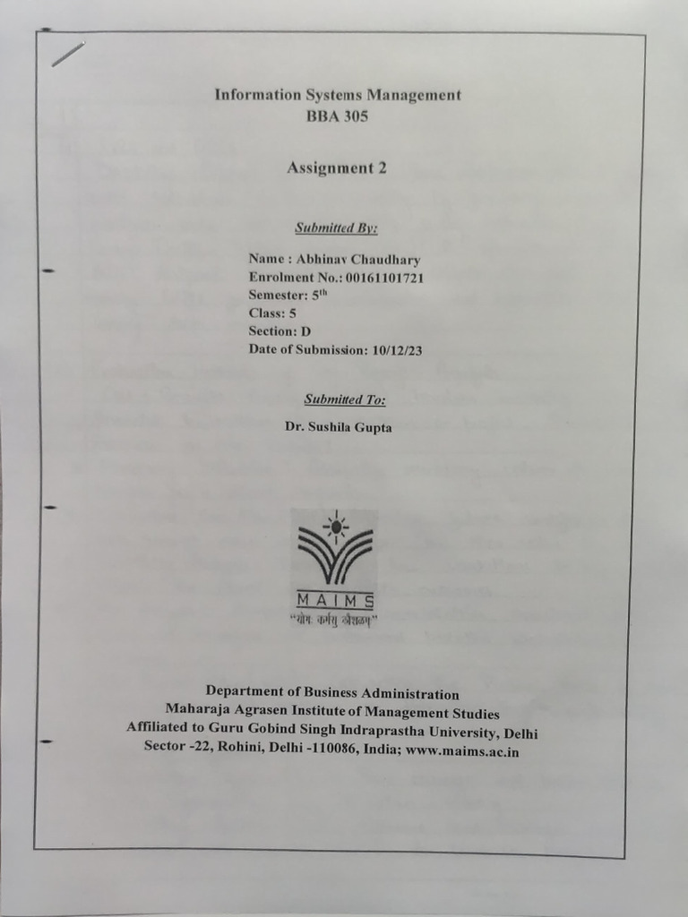 ISM Assignment 2 | PDF | Science & Mathematics