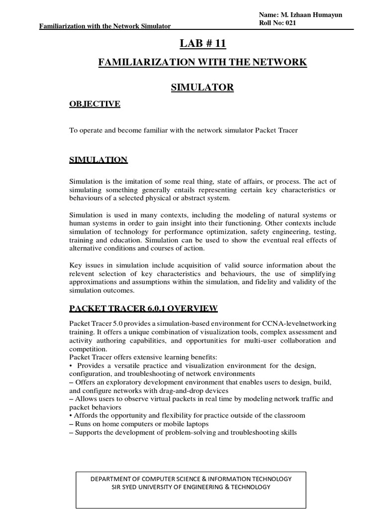 Lab#11 Pfund Uni | PDF | Computer Network | Simulation