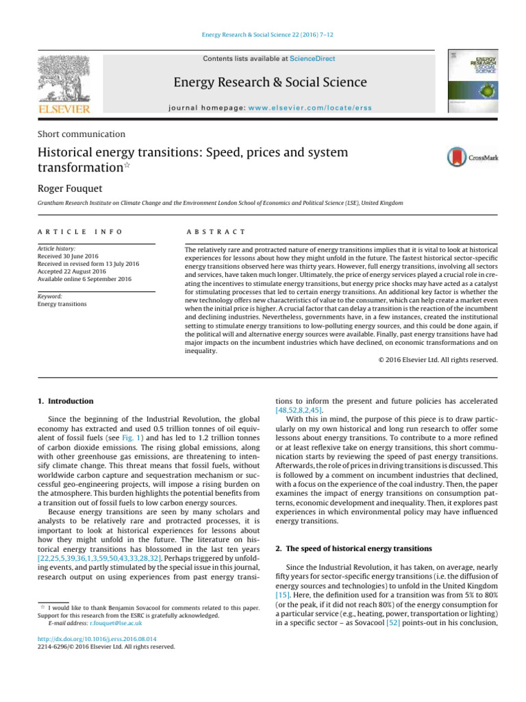 Historical Energy Transitions Explained | PDF | Low Carbon Economy ...