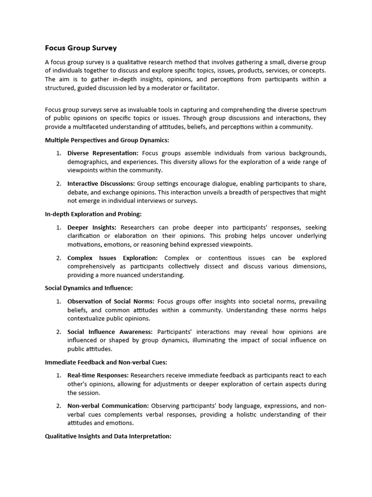 Focus Group Survey | PDF | Focus Group | Qualitative Research