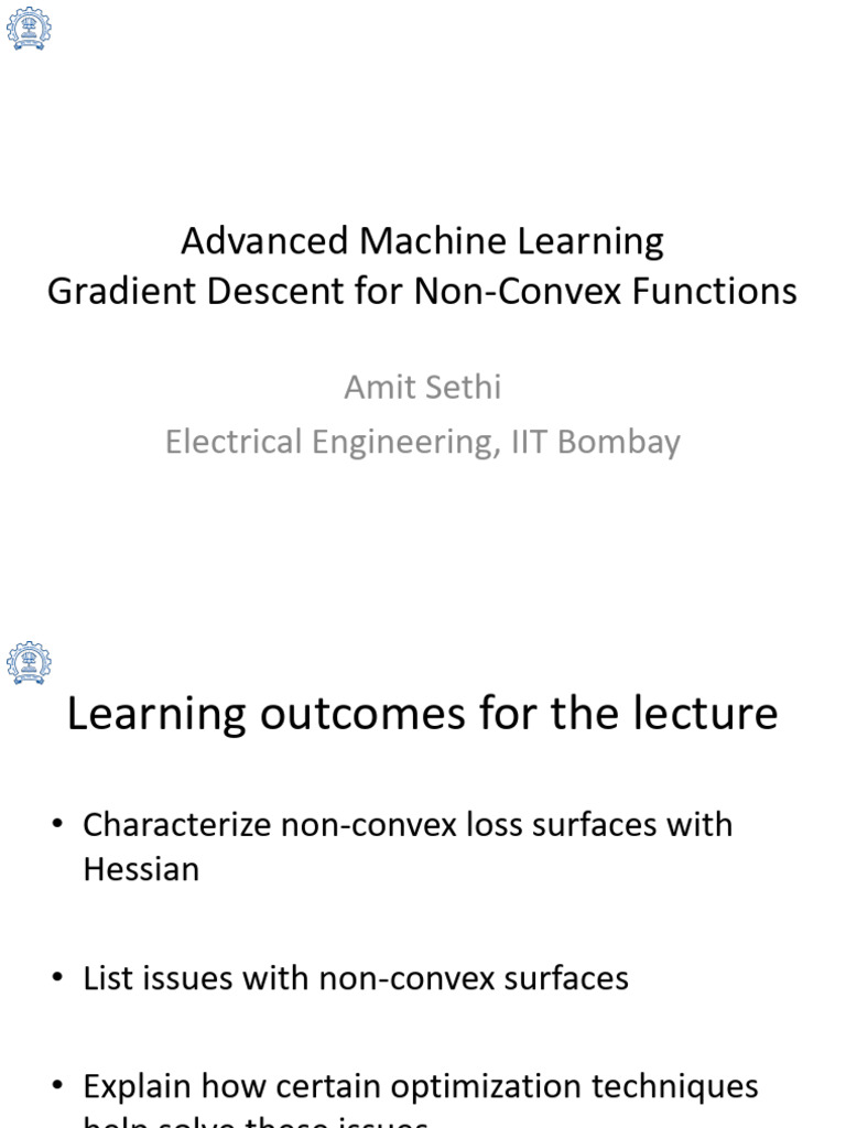 Lecture 8 Gradient Descent For Non Convex Functions Pdf Learning Computer Science