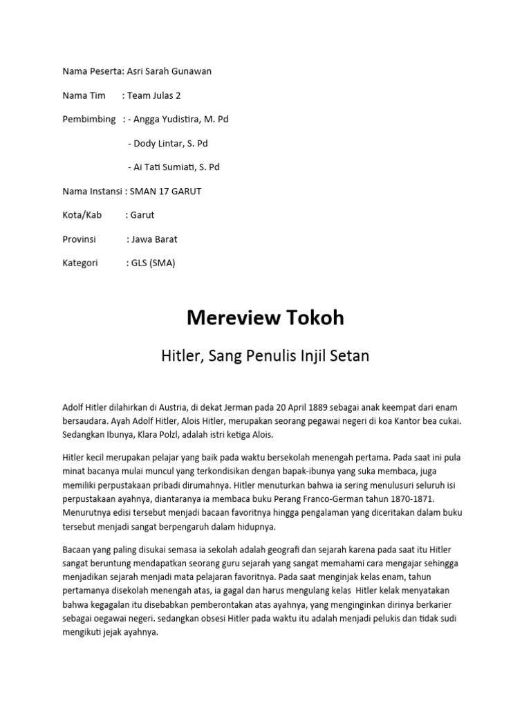 Tugas Mereview Tokoh Asri Sarah Gunawan Team Julas 2 SMAN 17 GARUT | PDF