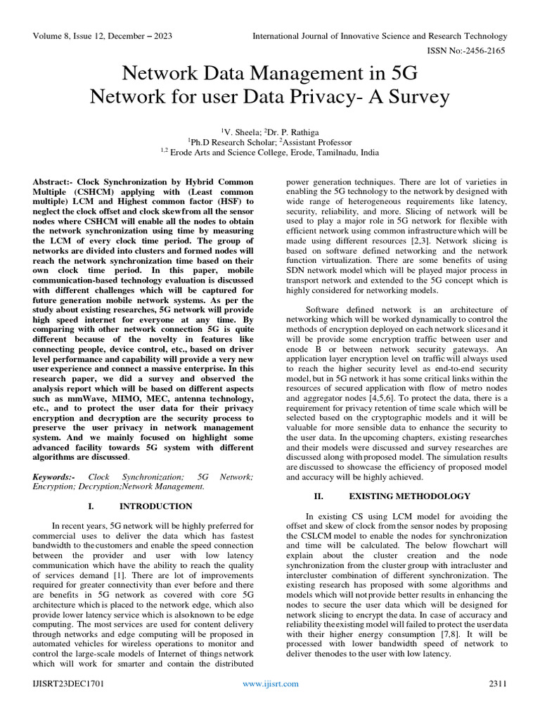 Network Data Management in 5G Network For User Data Privacy - A Survey | PDF | Computer Network ...
