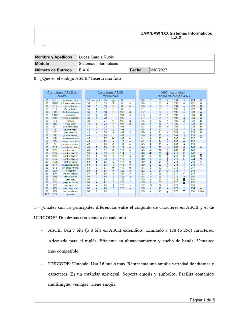ACII | PDF | Ascii | Codificación de caracteres