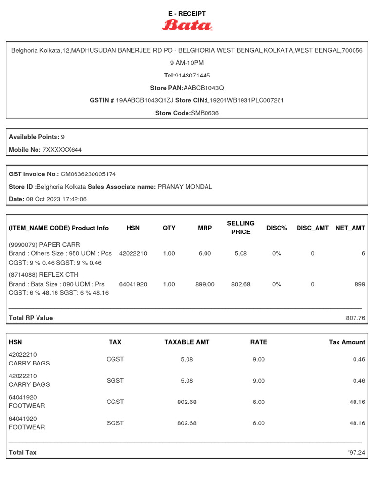 Shopper's E-Receipt Summary | PDF