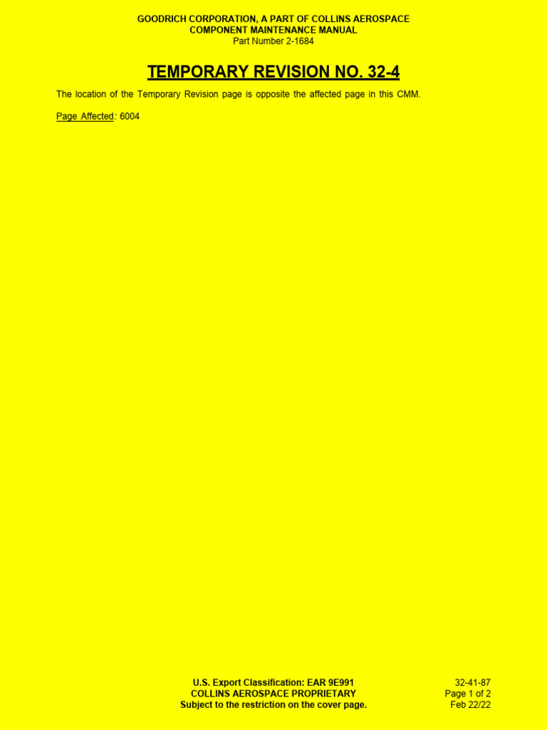 Temporary Revision No. 32-4: Part Number 2-1684 | PDF | Computers | Technology & Engineering