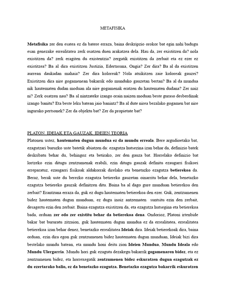 Metafisika Apunteak | PDF