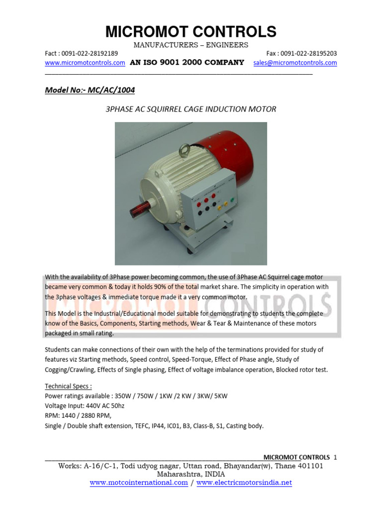 3phase Ac Squirrel Cage Induction Motor Download Free Pdf Electric Motor Alternating Current