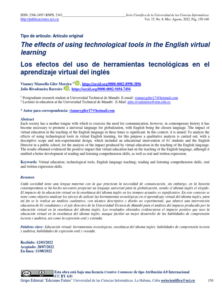 The Effects of Using Technological Tools in The English Virtual ...