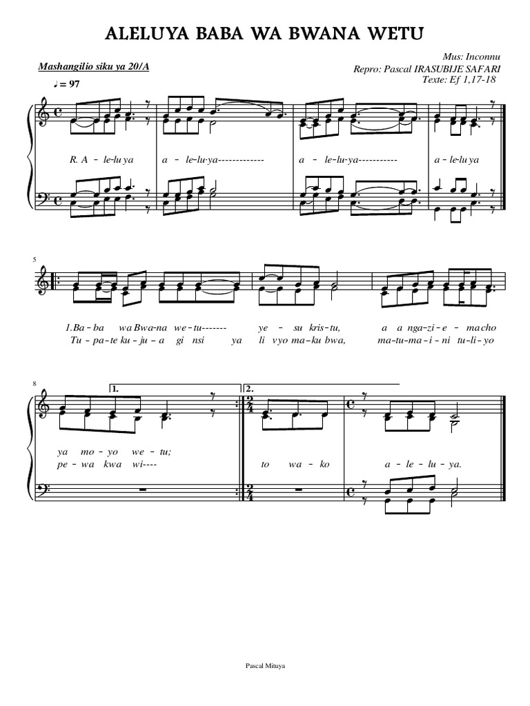 Aleluya Baba Wa Bwana Wetu | PDF