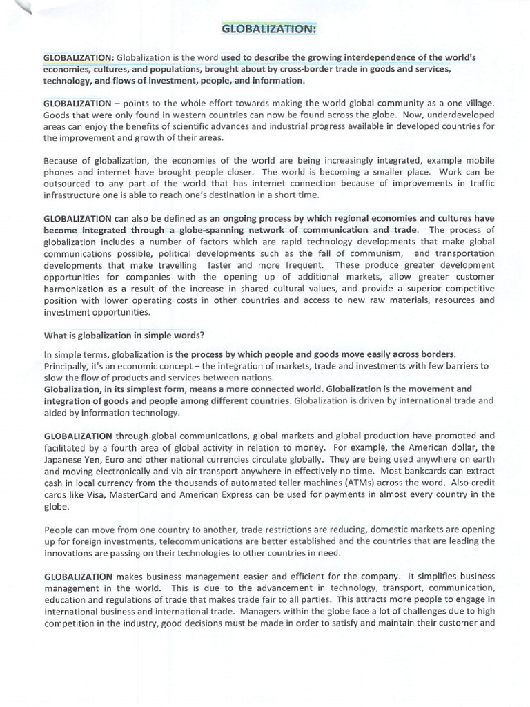 GLOBALIZATION | PDF