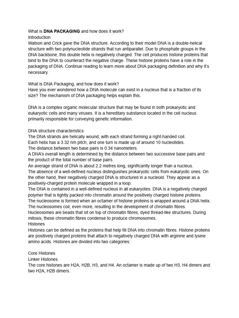 DNA Packaging | PDF | Histone | Chromatin