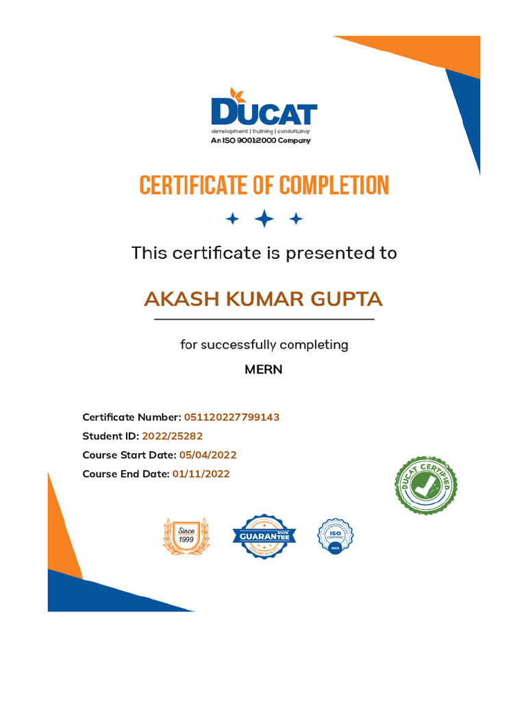 Certificate - Ducat India | PDF