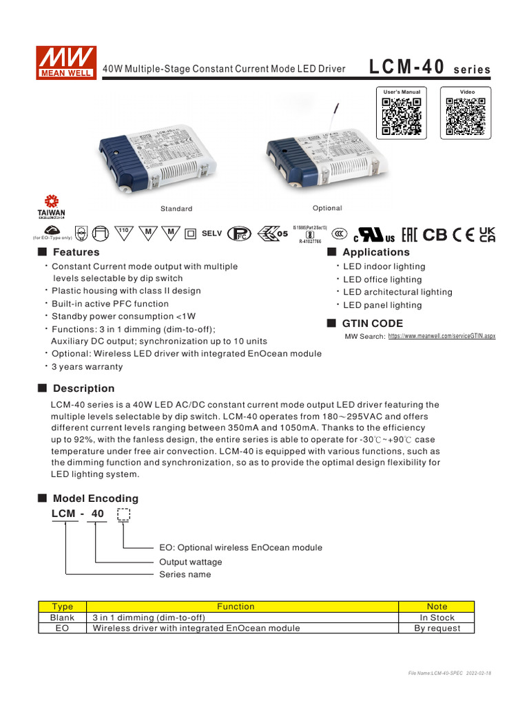 40W LED Driver with DIP Switch | PDF | Electronics | Electricity
