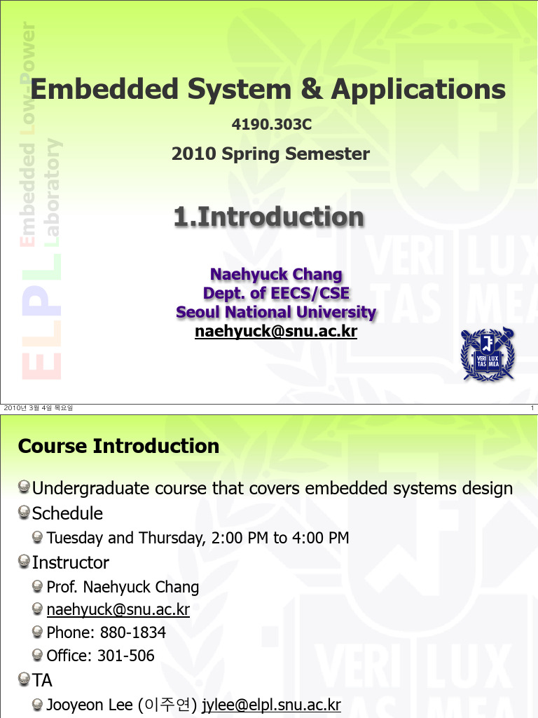 Embedded System & Applications: 2010 Spring Semester | PDF | Embedded System | Computing