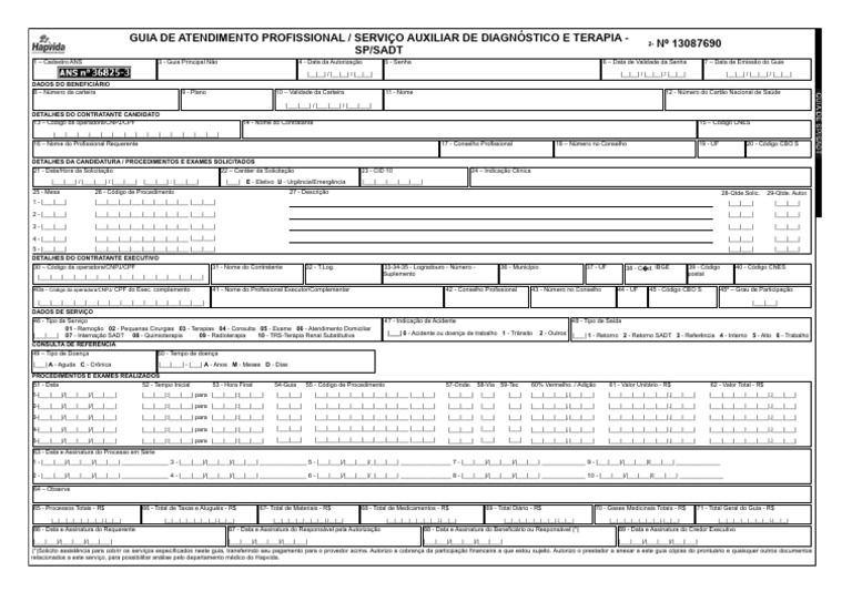 Hapvida - Guia SP - SADT | PDF Hapvida - Guia SP - SADT | PDF