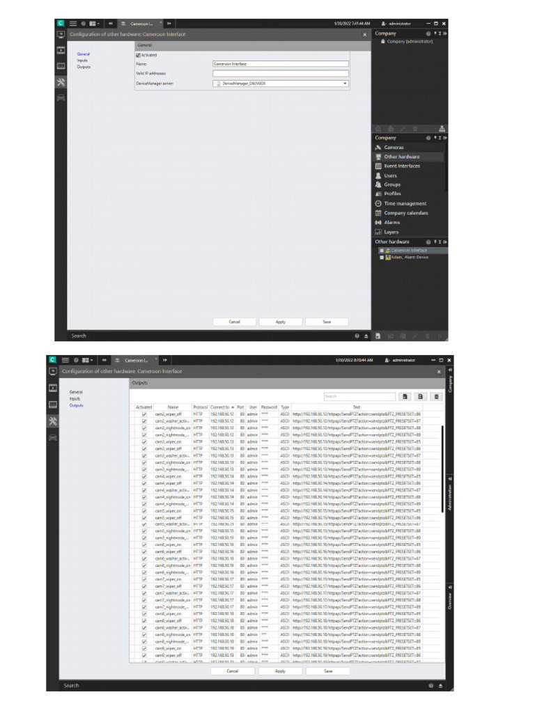 Cameron & ADAM module interface configuration | PDF