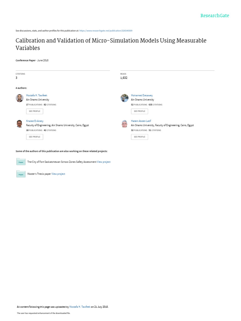 Calibration And Validation Of Micro Simulation Models Using Measurable Variables Pdf