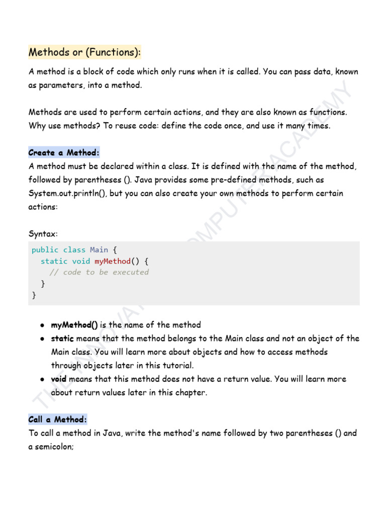 Java Methods And Arrays 1 Pdf Parameter Computer Programming