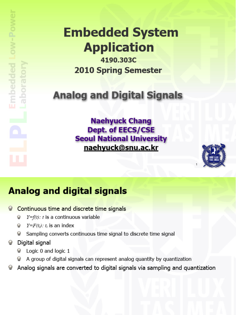 Embedded System Application: Analog and Digital Signals | Download Free PDF | Analog To Digital ...